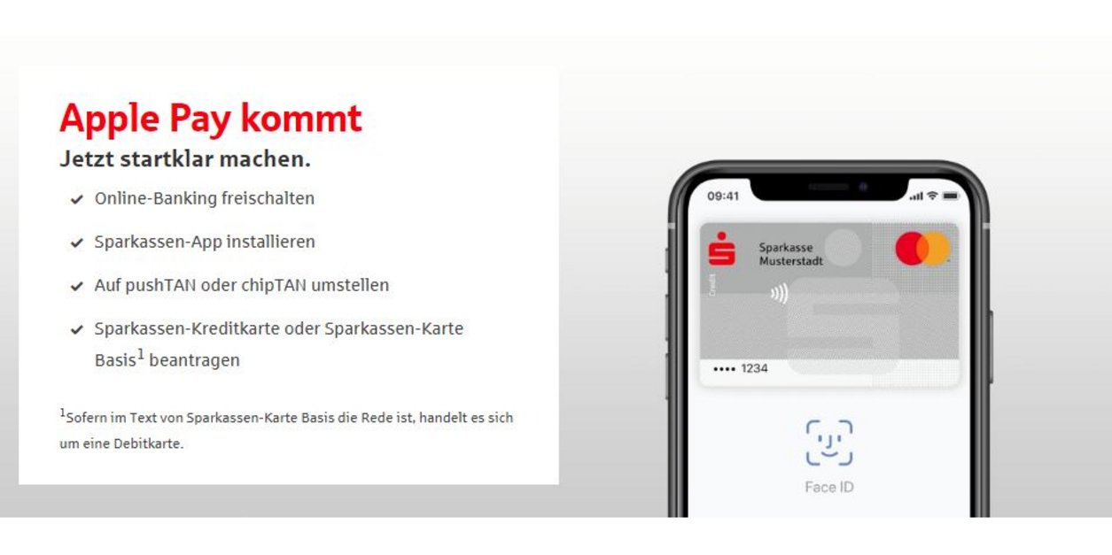 Apple Pay: Sparkasse aktualisiert ihre Webseite
